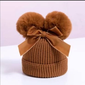Personalised Girls Pom Pom Winter Hat With Double Fluffy Pom - Etsy UK