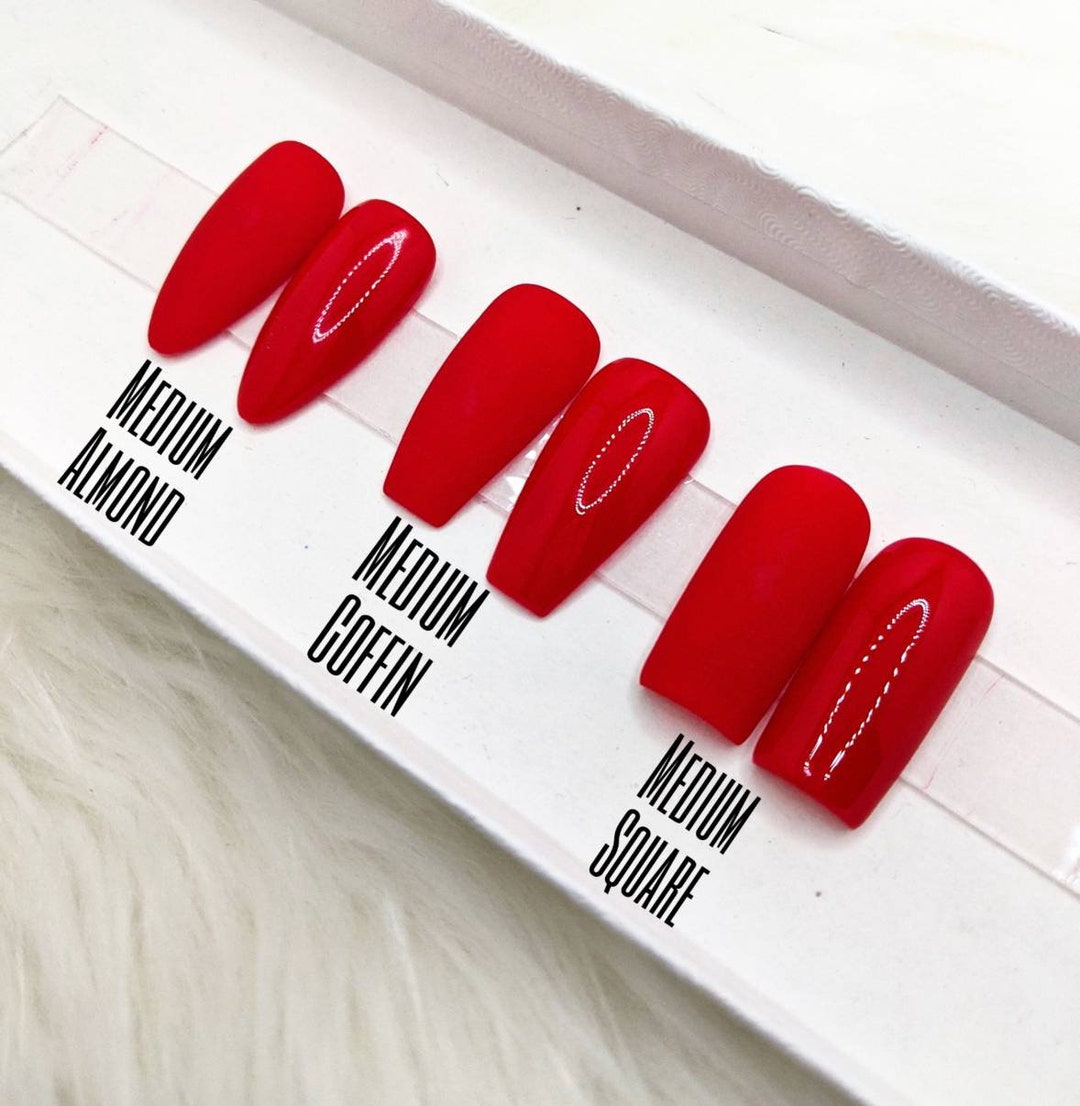 Red Press on Nails | Length and Shape Options AVAILABLE | Gel Polish ...