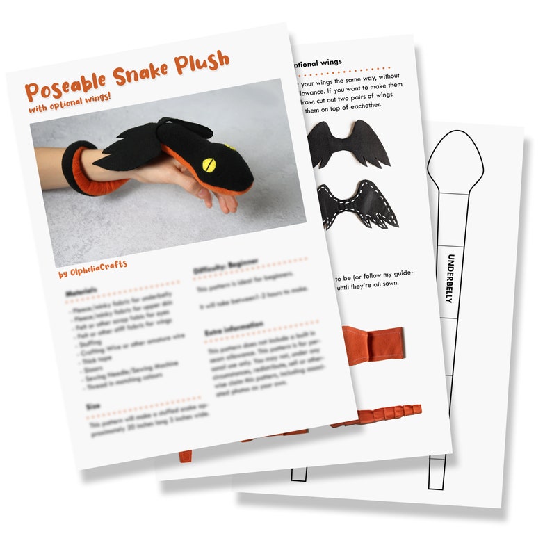 Poseable Snake Plush Pattern - Etsy