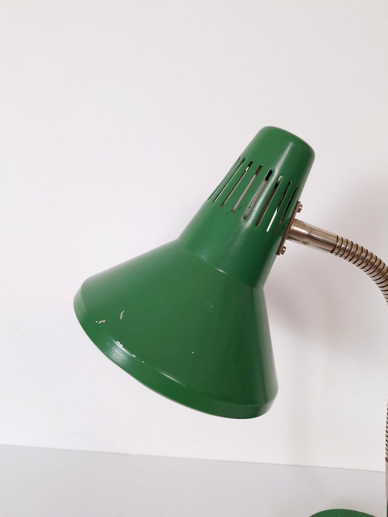 Vintage Gooseneck Green Desk Lamp / Table Lamp Green / Industrial Metal ...