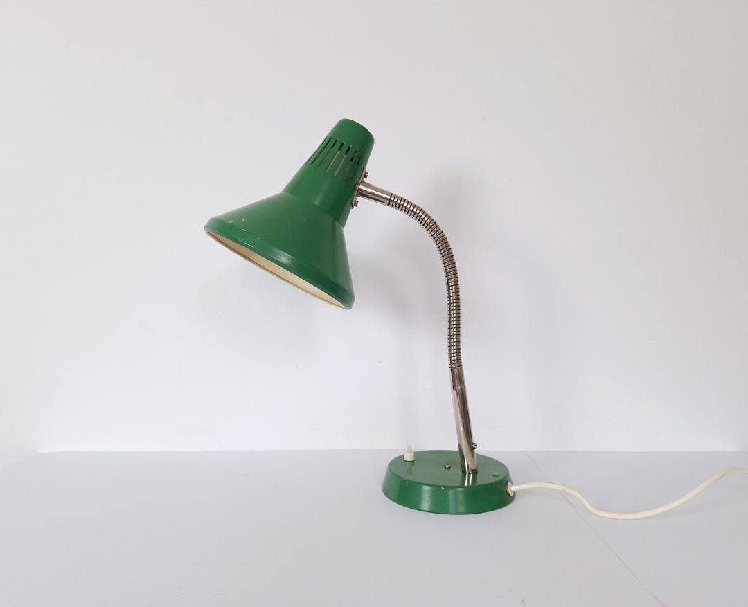 Vintage Gooseneck Green Desk Lamp / Table Lamp Green / Industrial Metal ...