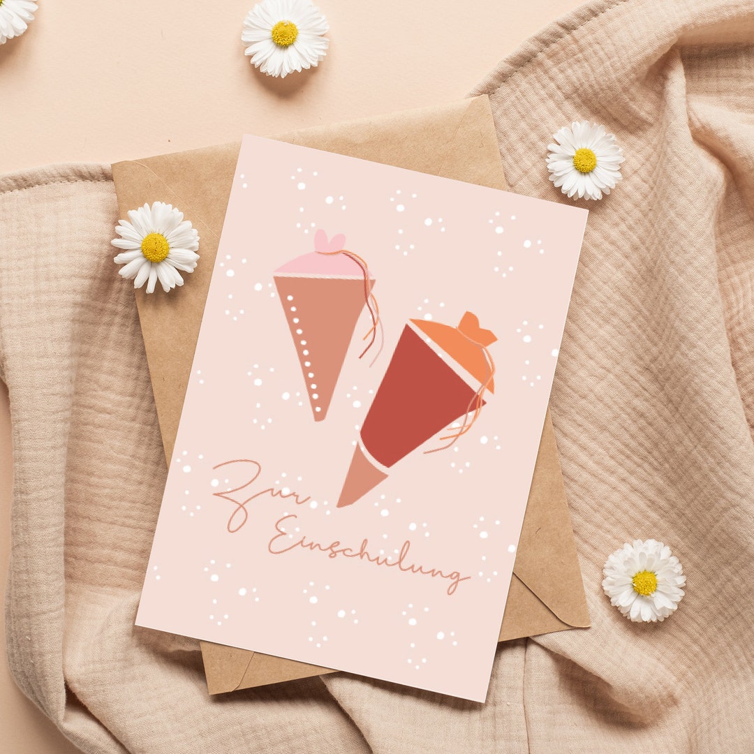 Postcard Greeting Card for School Enrolment Colorful Boho Summer A6 ...