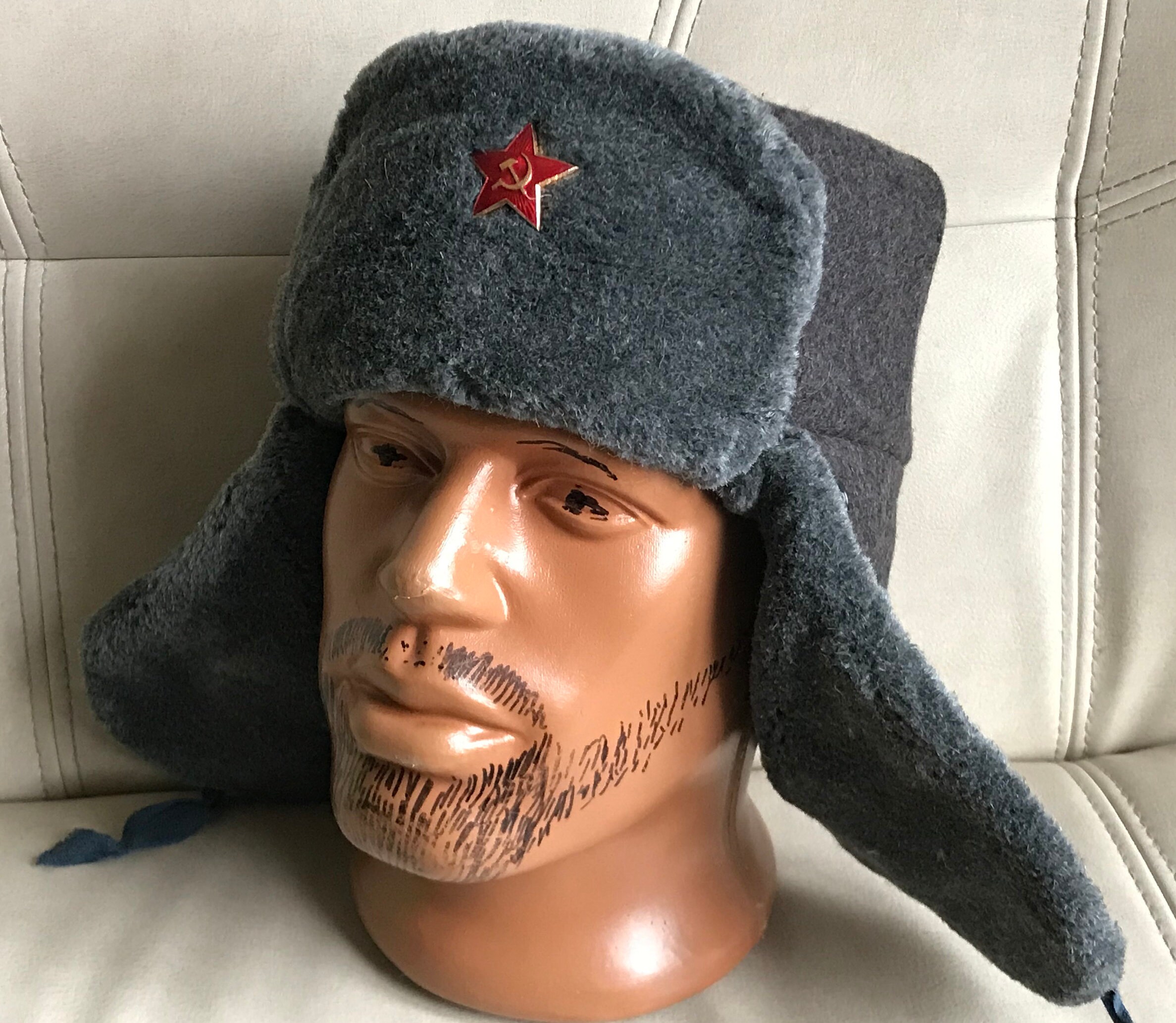 Russian Soviet Army Fur Hat Winter Ushanka Ww2 Type Faux Grey Etsy