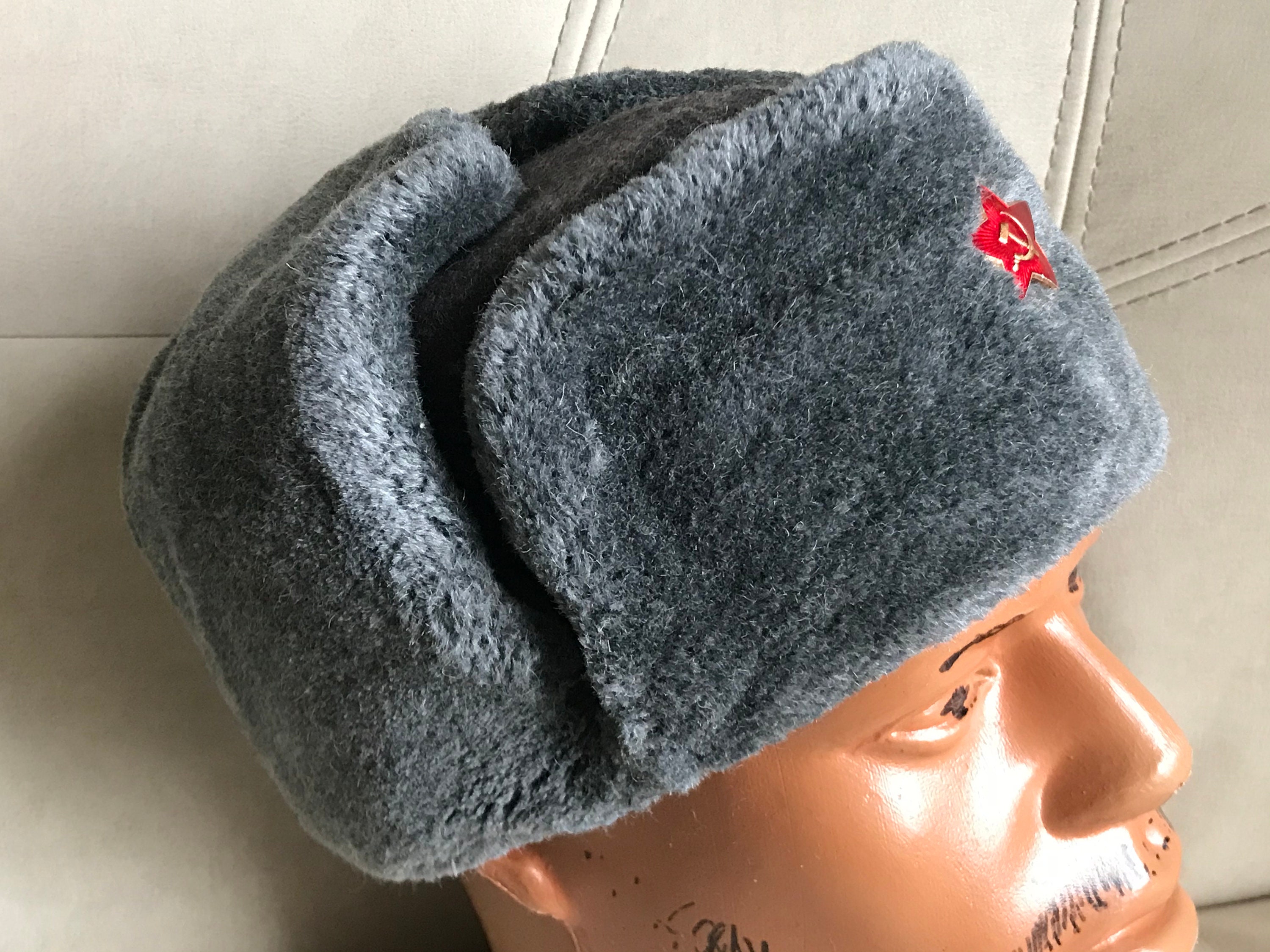 Russian Soviet Army fur hat winter USHANKA WW2 Type faux grey | Etsy