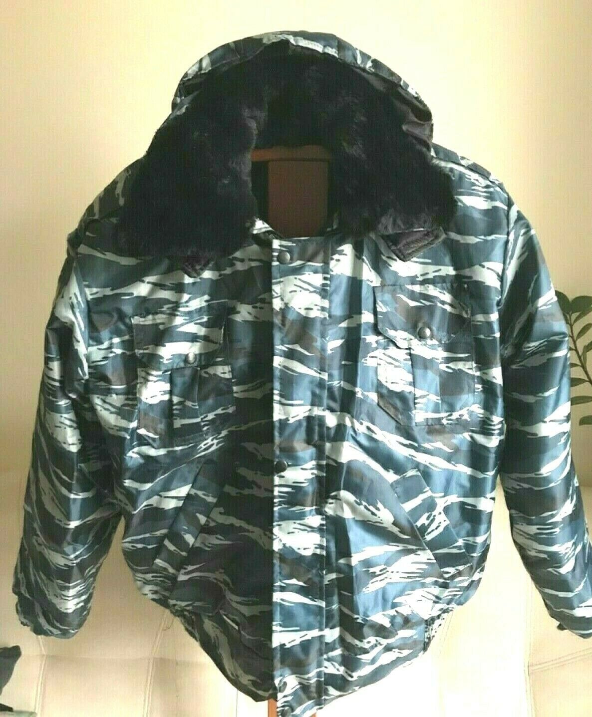 Russian Army Police Winter/demi Jacket KAMYSH Tiger blue camo | Etsy