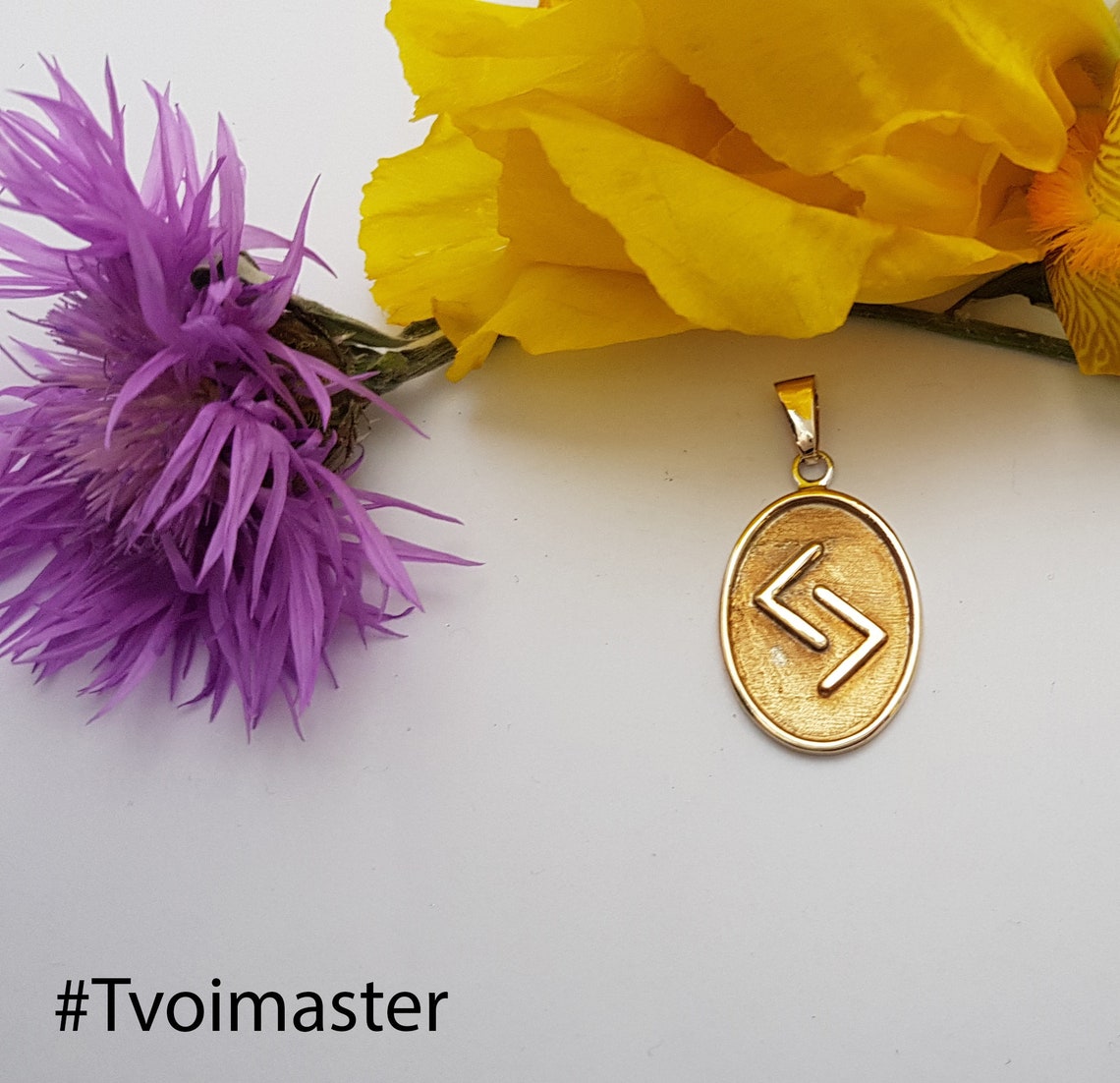 Viking Kenaz Runes Pendant. Futhark Kano Rune pendant. Bronze | Etsy