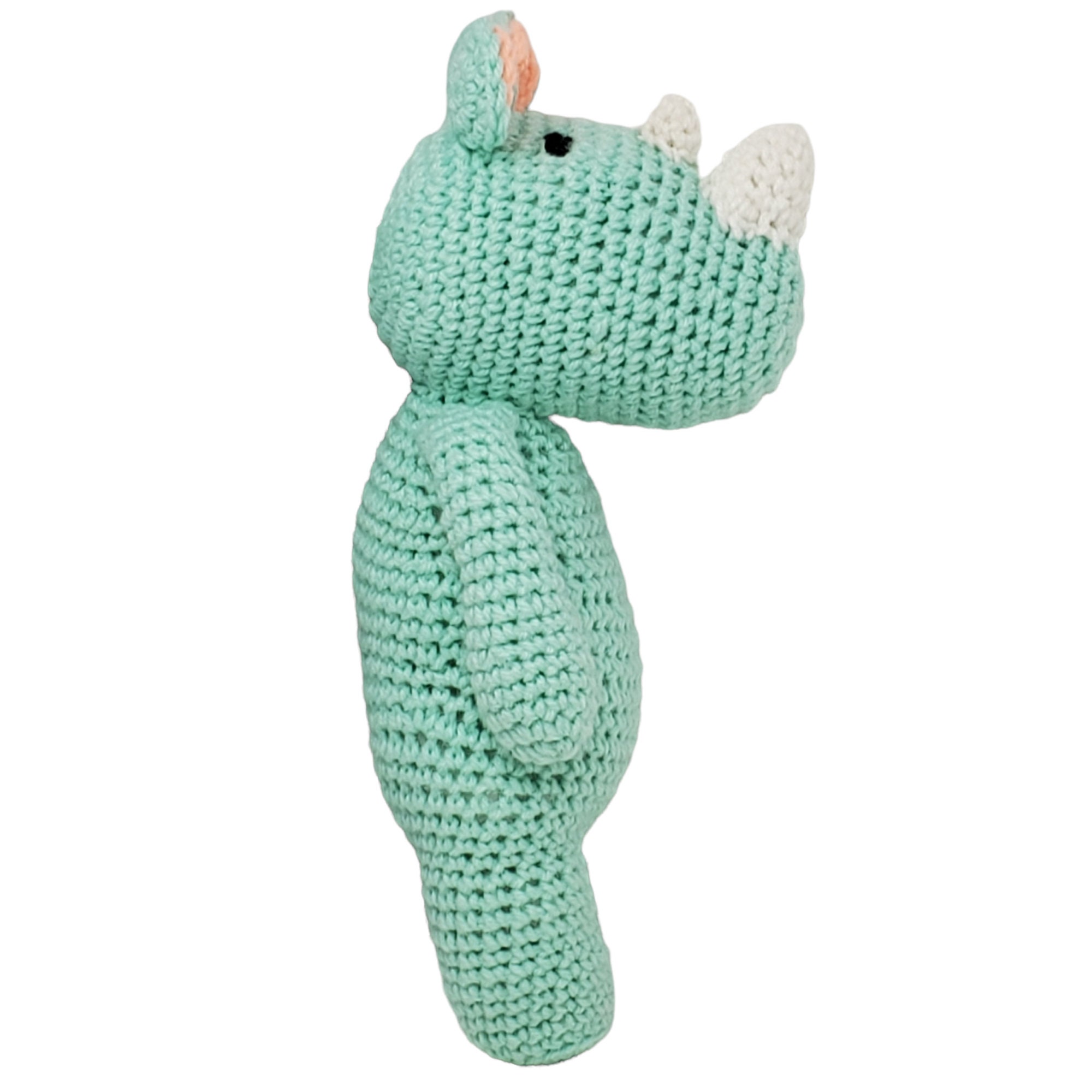 Rhino Crochet Handmade Mint Green Rhinoceros Plush Animal 14 Stuffed ...