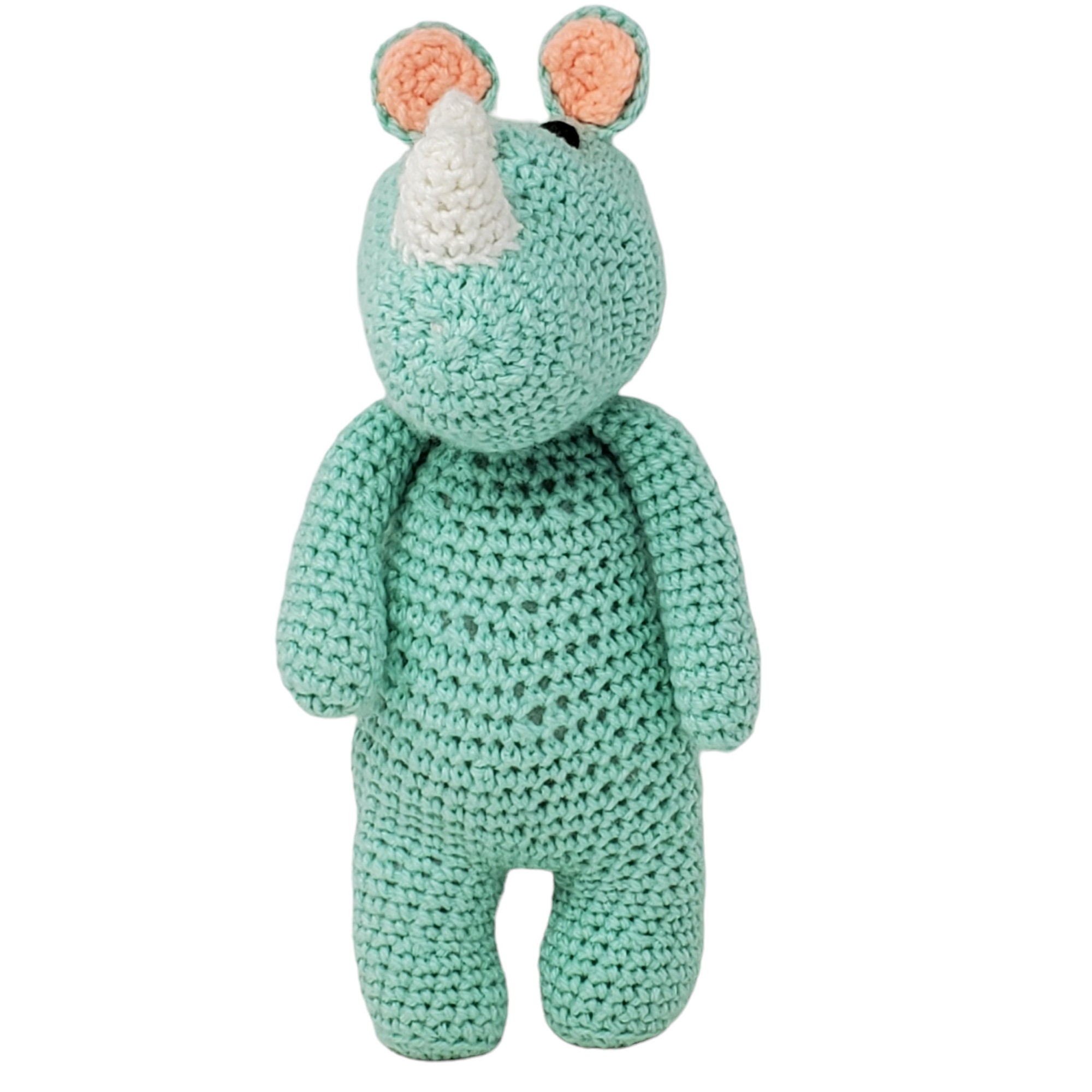 Rhino Crochet Handmade Mint Green Rhinoceros Plush Animal 14 Stuffed ...