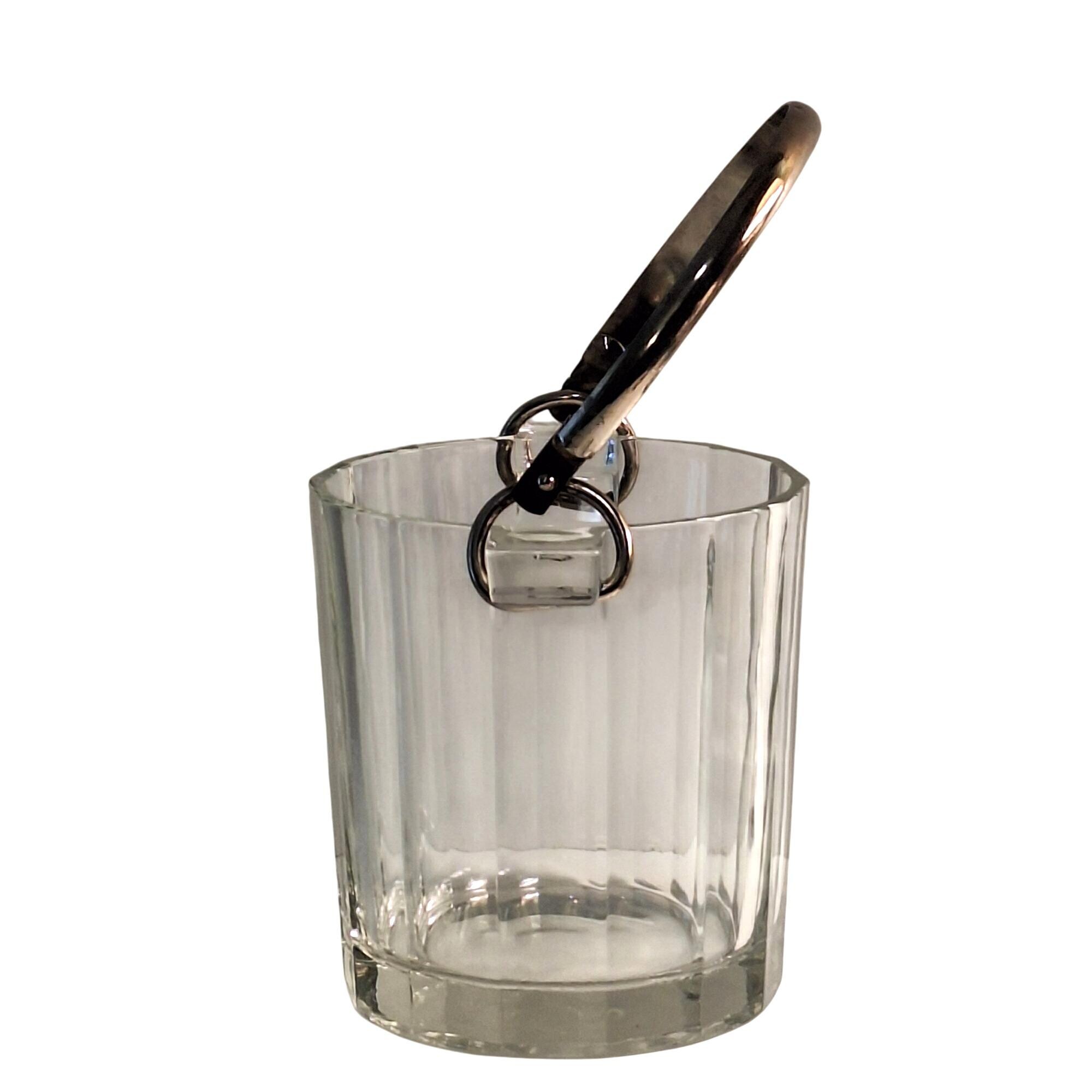 Mid-century Modern Glass Ice Bucket Silver Plate Handle With Tongs - Etsy