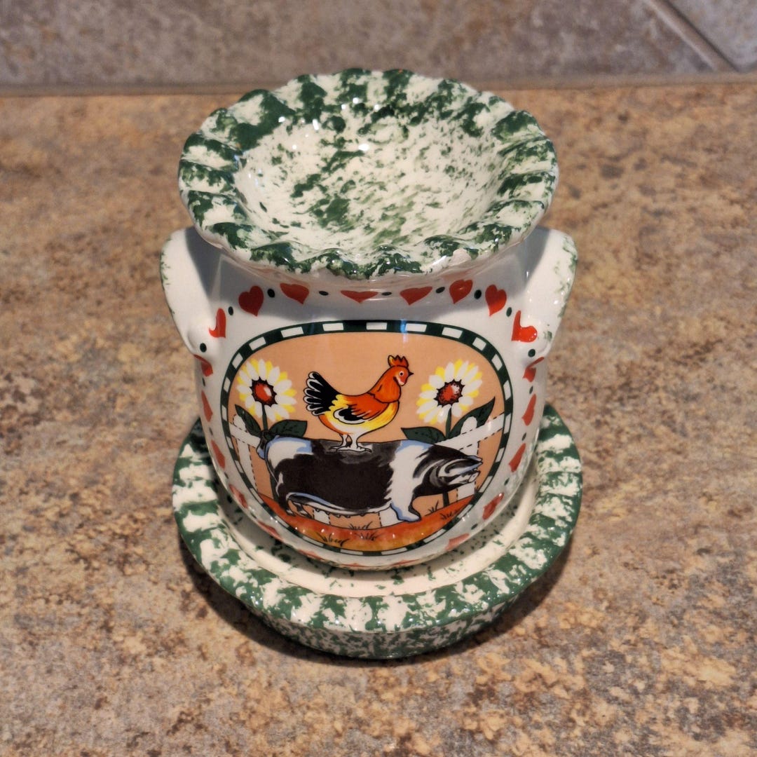 Vintage Ceramic Farm Animal Design Wax Candle Warmer Chicken and Pig ...