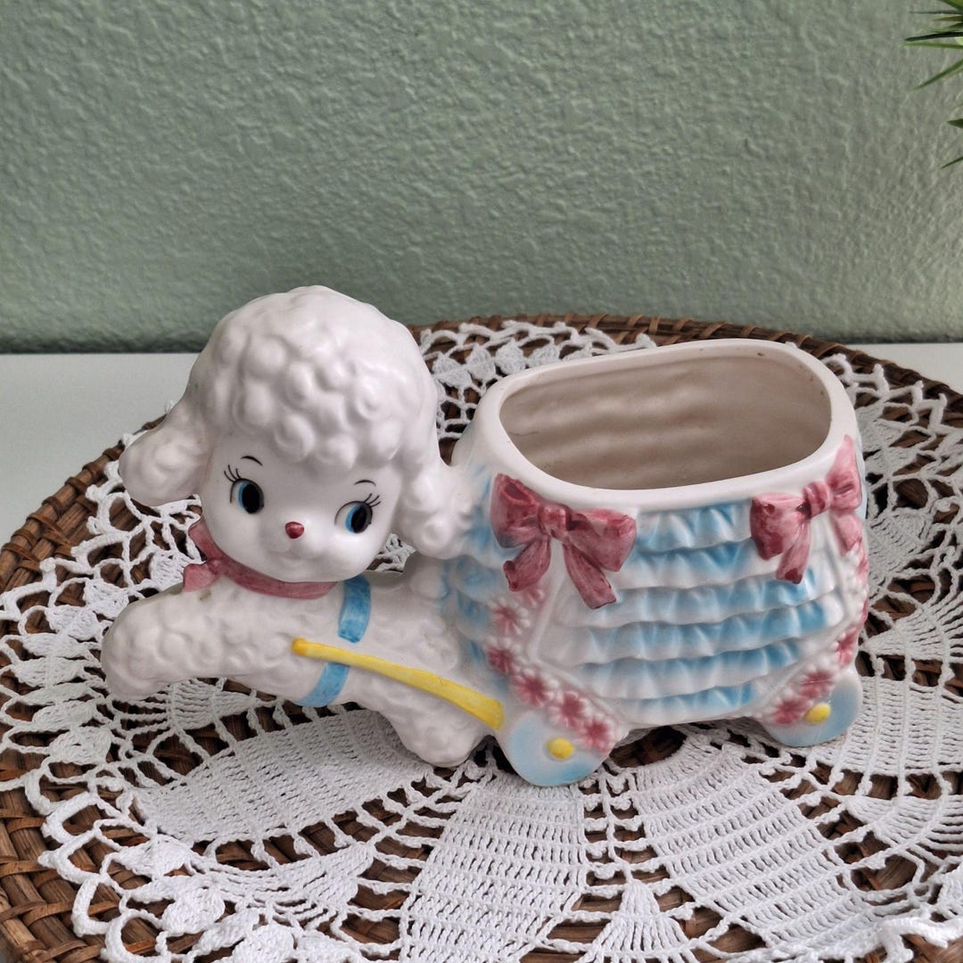 Relpo 1965 Japan Anthropomorphic Ceramic Lamb Planter With Bow Design ...