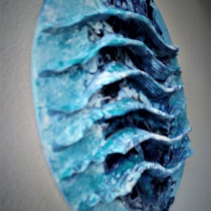 Blue Abstract Round Relief Painting - Etsy