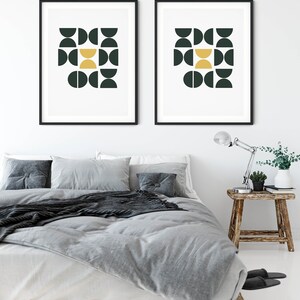 Mid-century PRINTABLE Wall Art, Navy Blue and Yellow Graphic Print, MCM ...