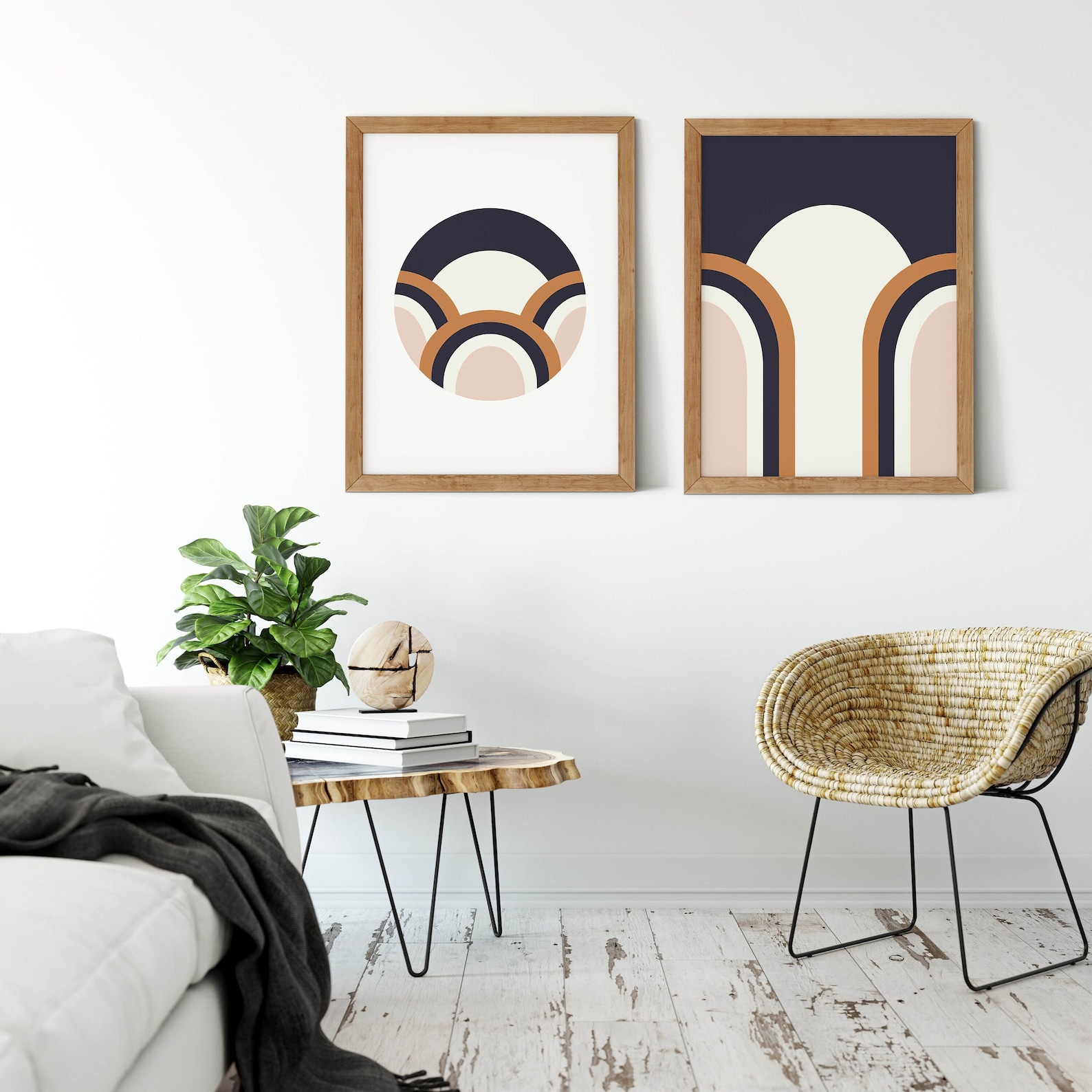 70s Art Print Set of 2 , Retro DOWNLOADABLE Wall Art Set, Pink, Navy ...