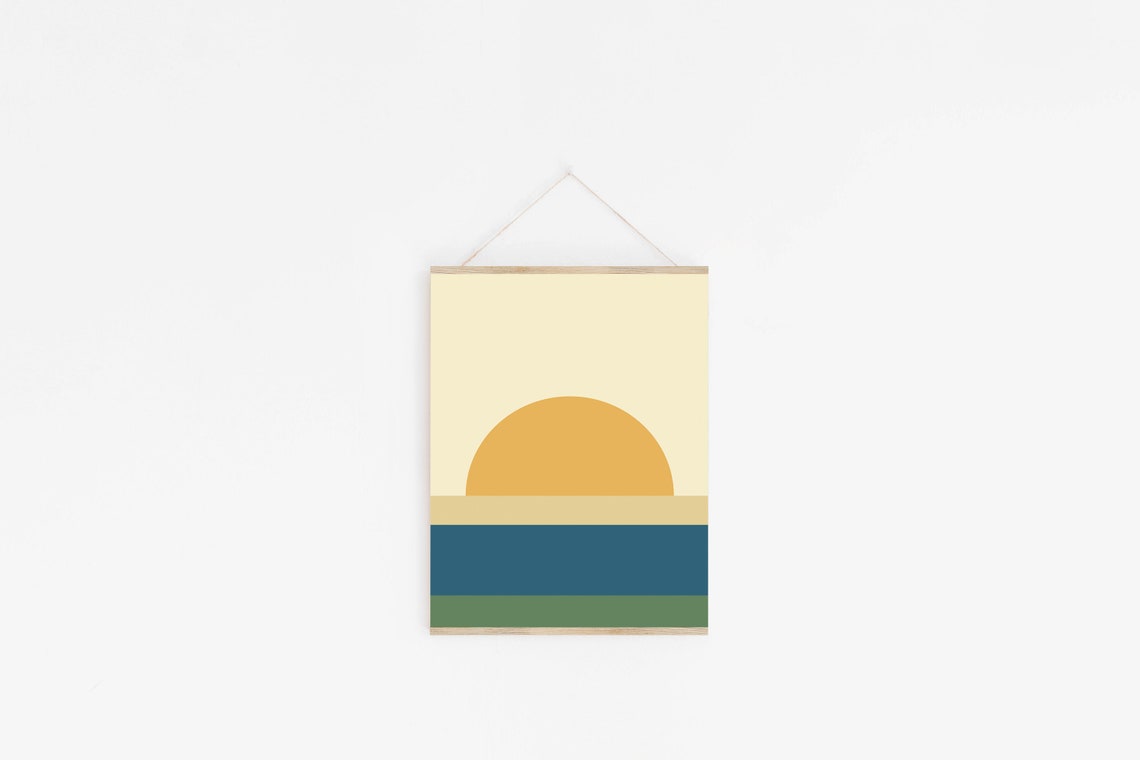Abstract Beach Print, PRINTABLE Wall Art, Color Block Wall Art, Blue Green and Yellow Digital ...