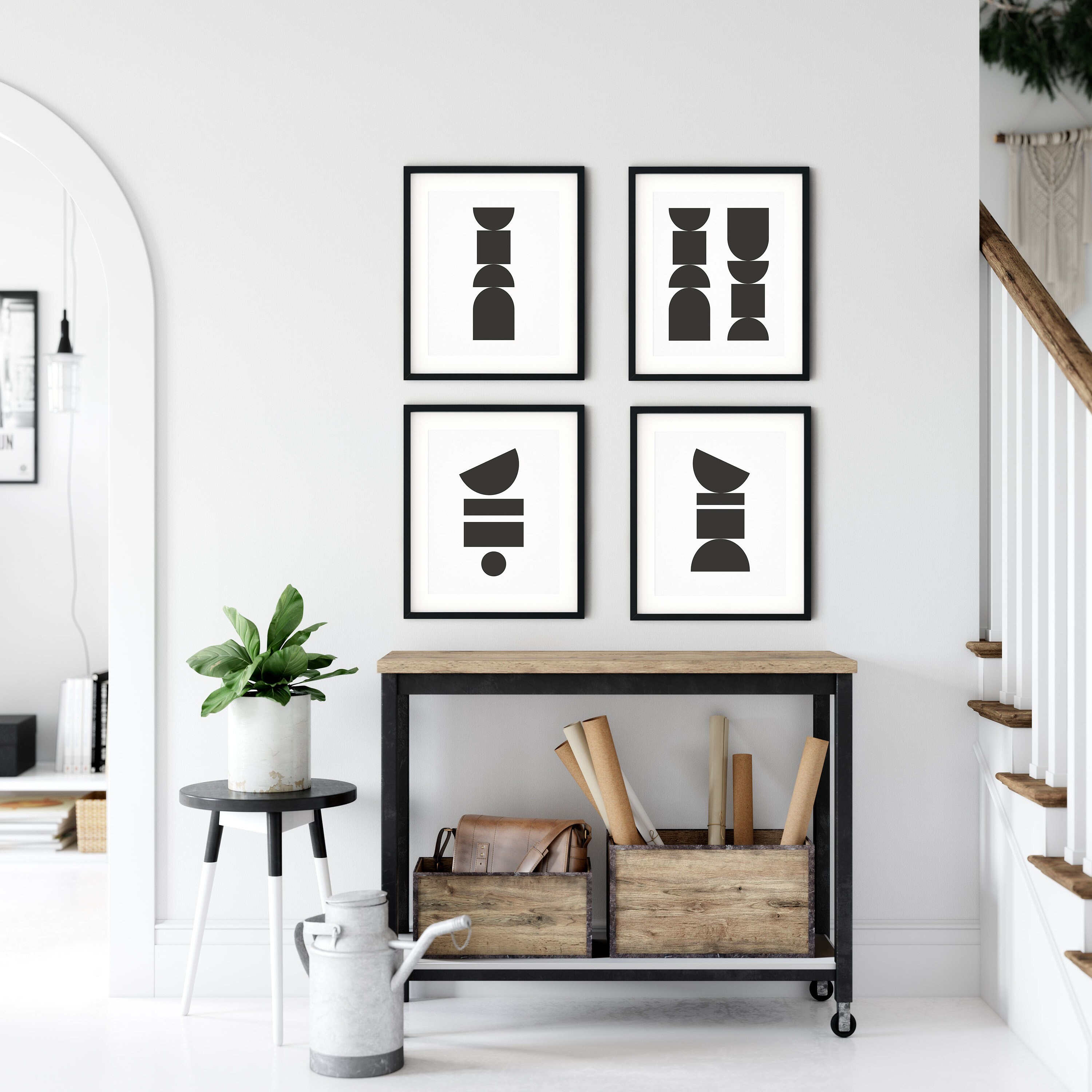 MCM Downloadable Art Set of 4 PRINTABLE Wall Art B&W Gallery - Etsy