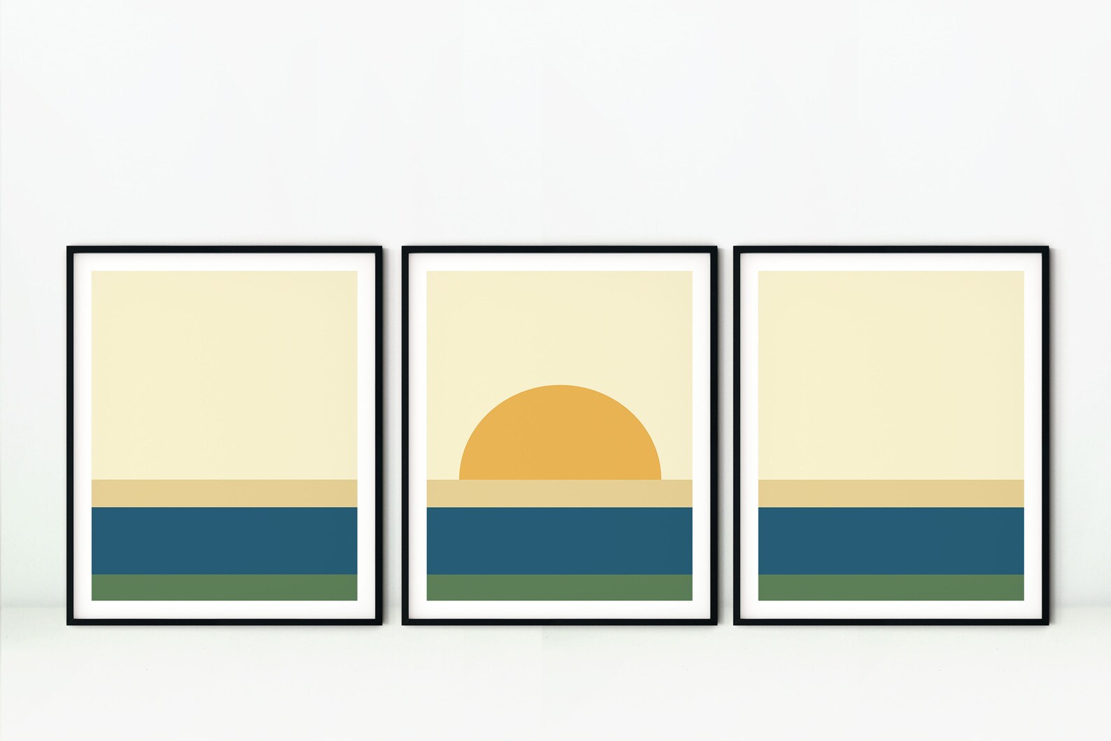 Set of 3 Prints, PRINTABLE Sunset Wall Art Set, Abstract Beach 3 Piece ...