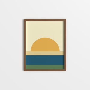 Abstract Beach Print, PRINTABLE Wall Art, Color Block Wall Art, Blue ...