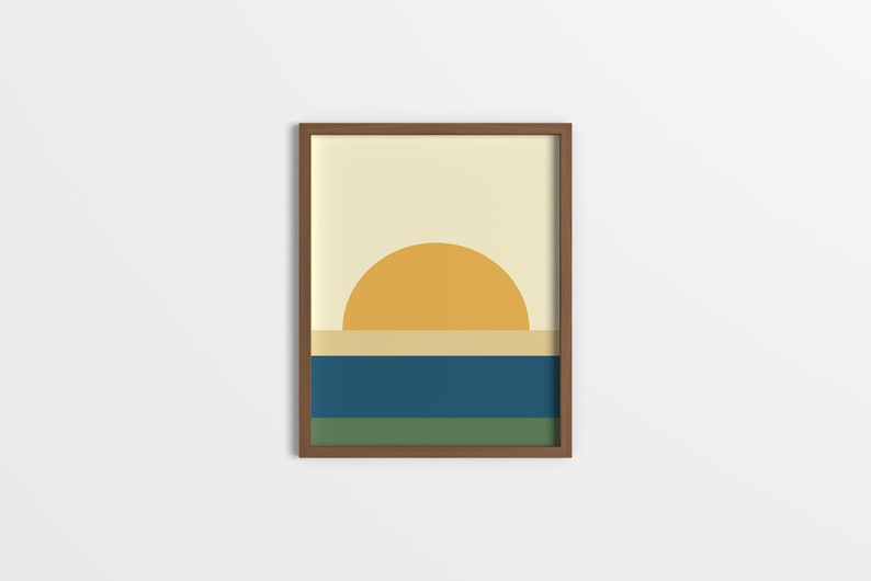 Abstract Beach Print, PRINTABLE Wall Art, Color Block Wall Art, Blue Green and Yellow Digital ...