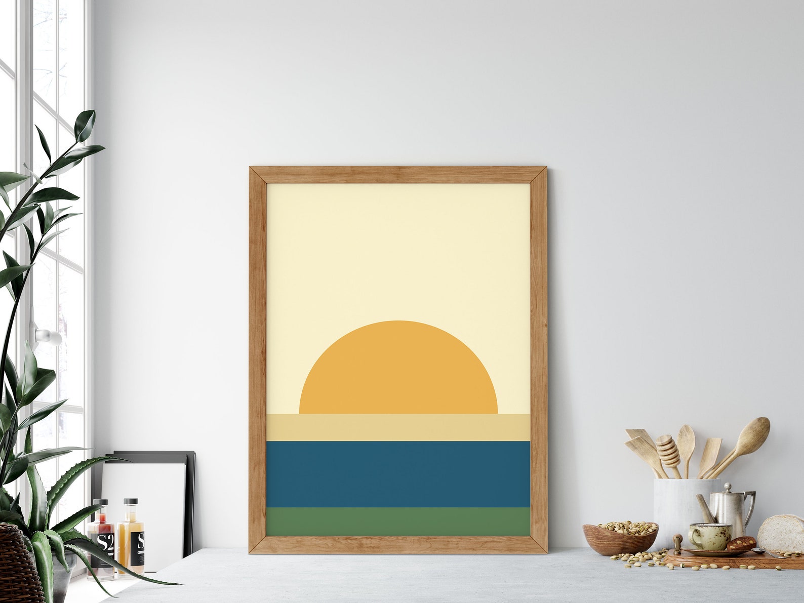 Abstract Beach Print, PRINTABLE Wall Art, Color Block Wall Art, Blue ...