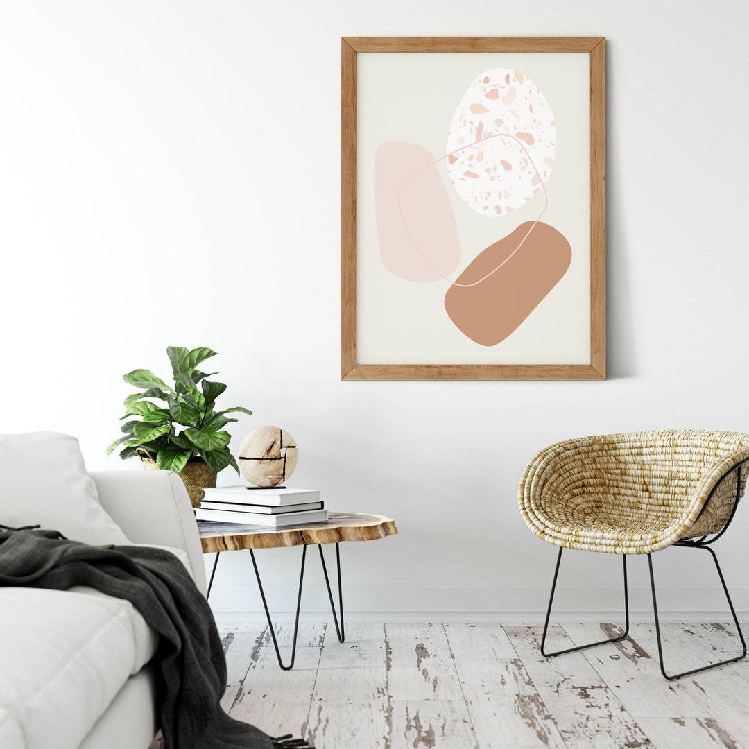 Terrazzo PRINTABLE Wall Art, Pink and Terracotta Downloadable Poster ...