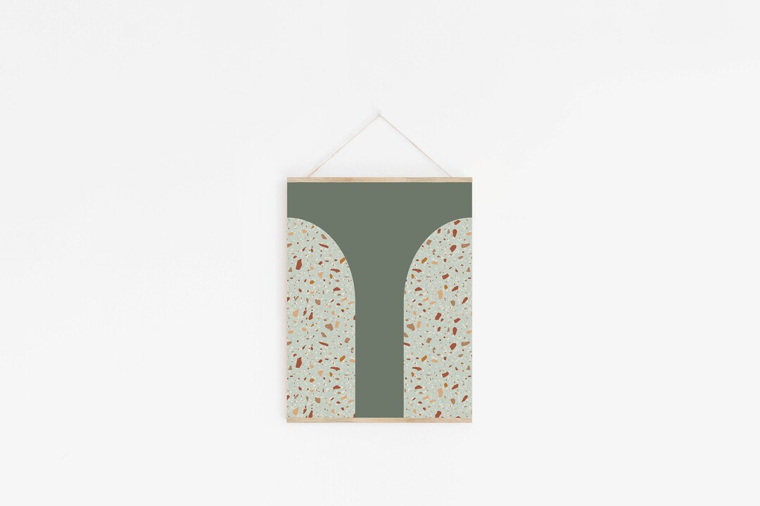 Terrazzo PRINTABLE Wall Art, Terracotta, Green Downloadable Poster ...