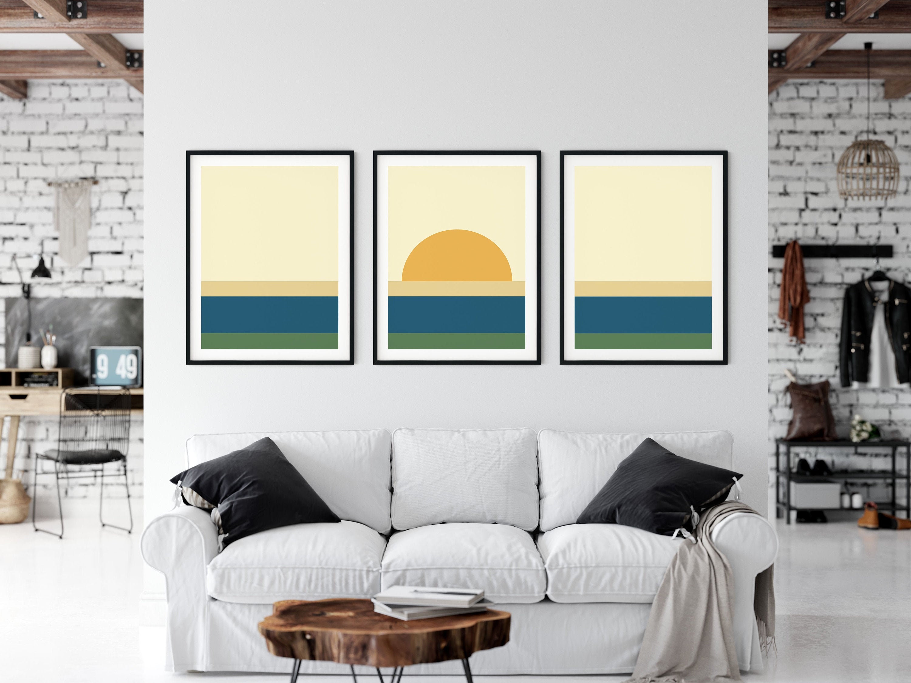 Set of 3 Prints PRINTABLE Sunset Wall Art Set Abstract Beach - Etsy