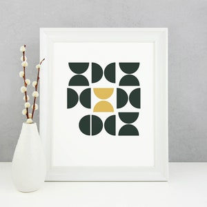 Mid-century PRINTABLE Wall Art, Navy Blue and Yellow Graphic Print, MCM ...