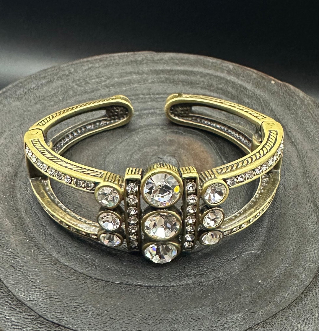 Heidi Daus Crystal Art Deco Hinged Open Filigree Fancy Bangle Cuff ...