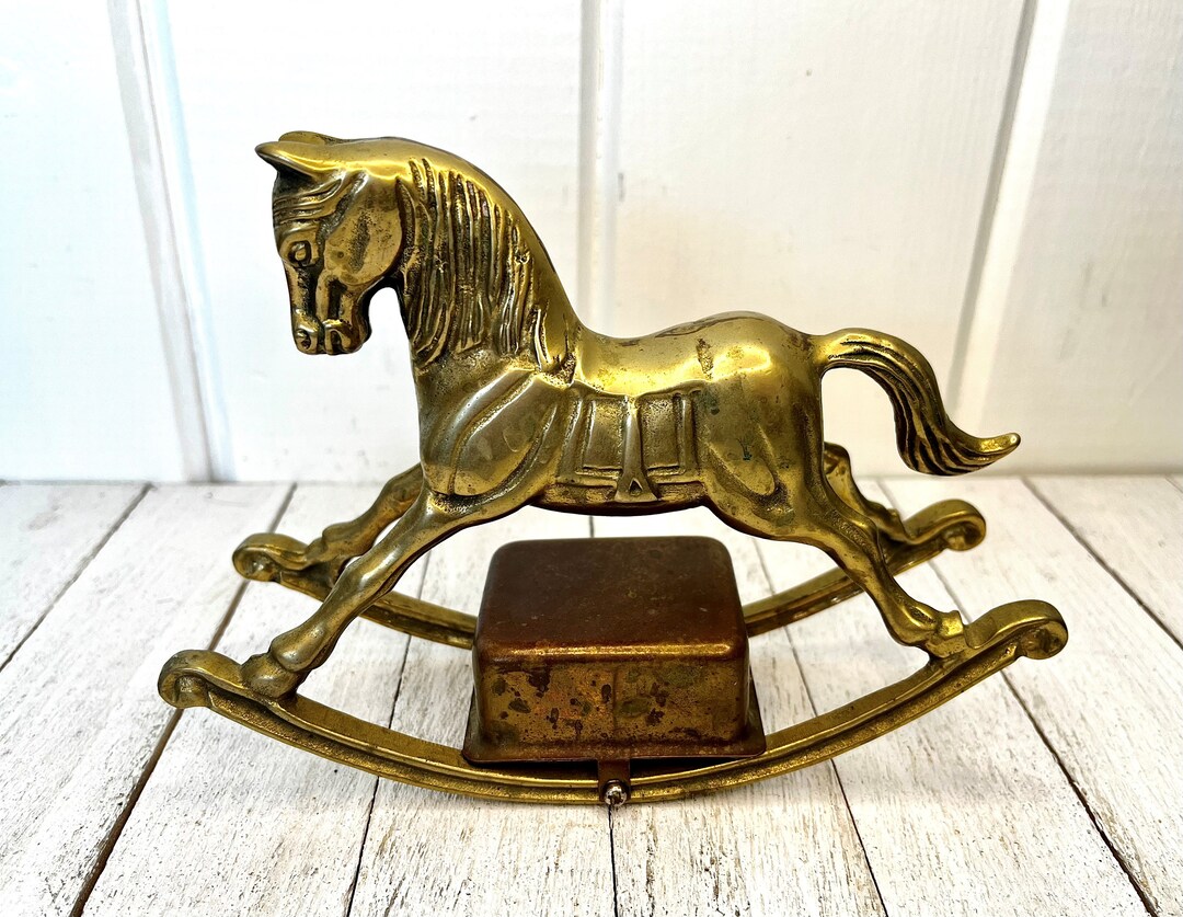 Vintage Solid Brass Rocking Horse Music Box, Farmhouse Shelf Decor - Etsy