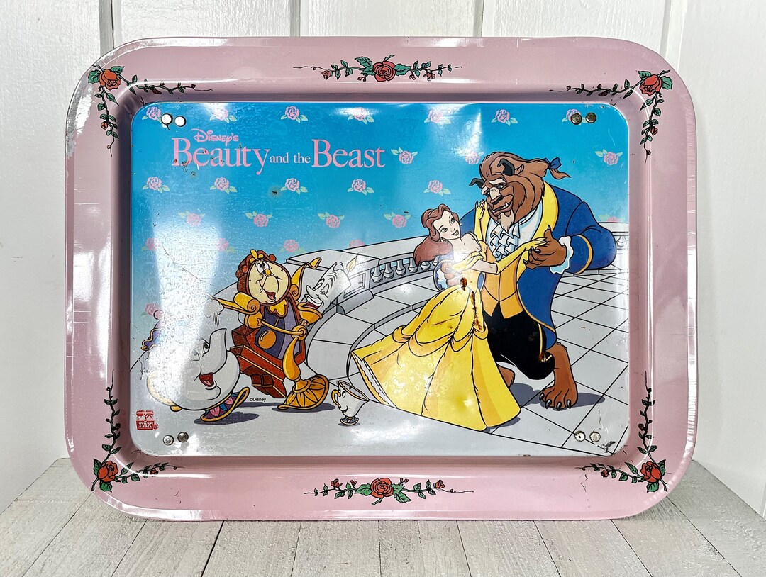Vintage 1990's Beauty and the Beast Tin Lap Serving Tray - Etsy
