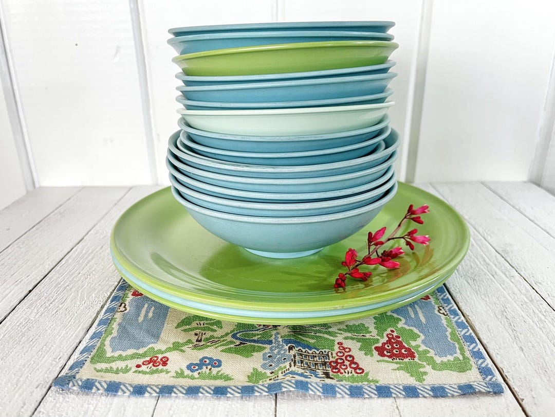Set of Vintage Mid-century Melmac Melamine Plates & Bowls (17 Pcs ...