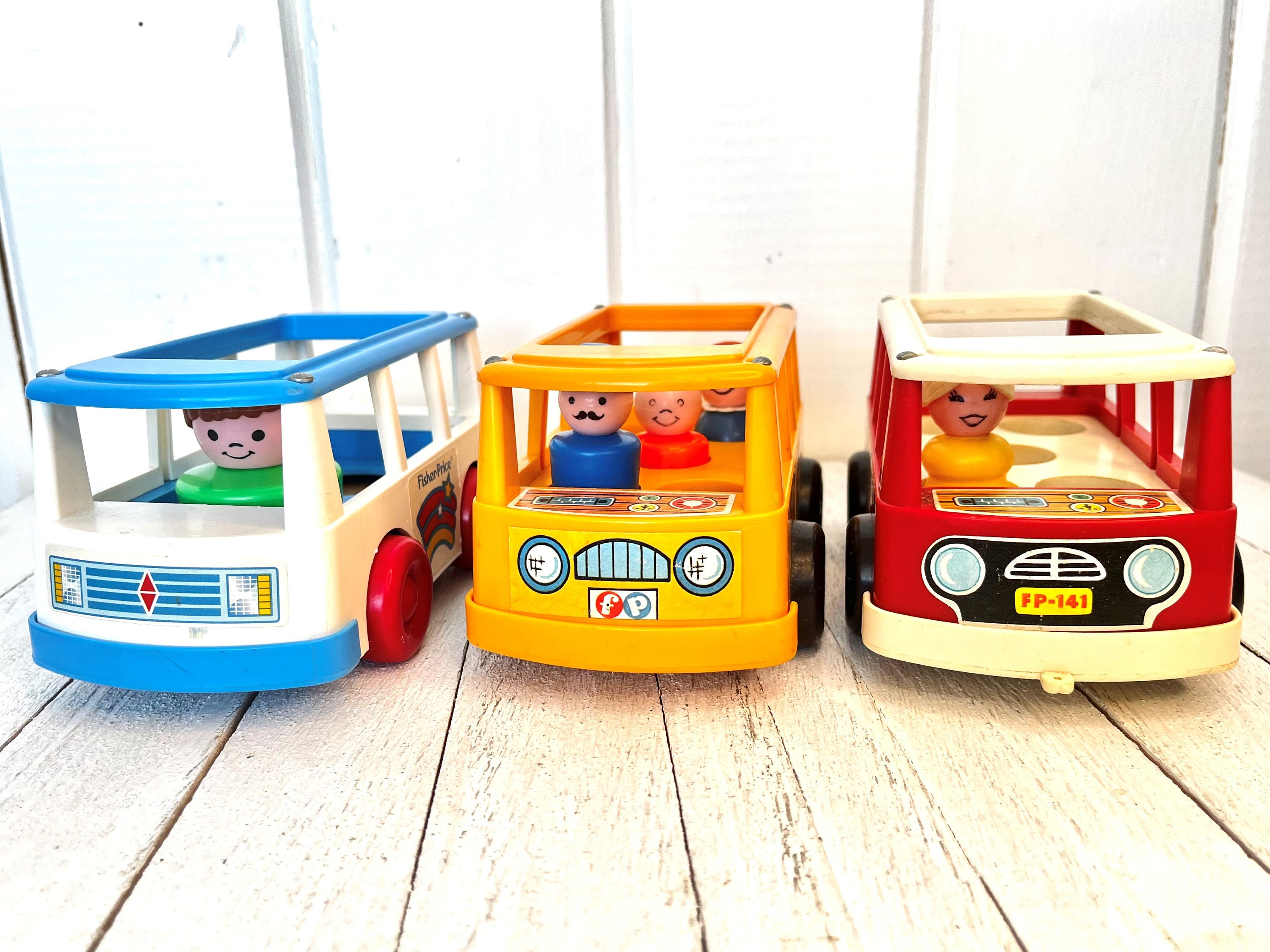 Vintage Fisher Price 'mini-bus' Vehicles, Play Family Little People ...