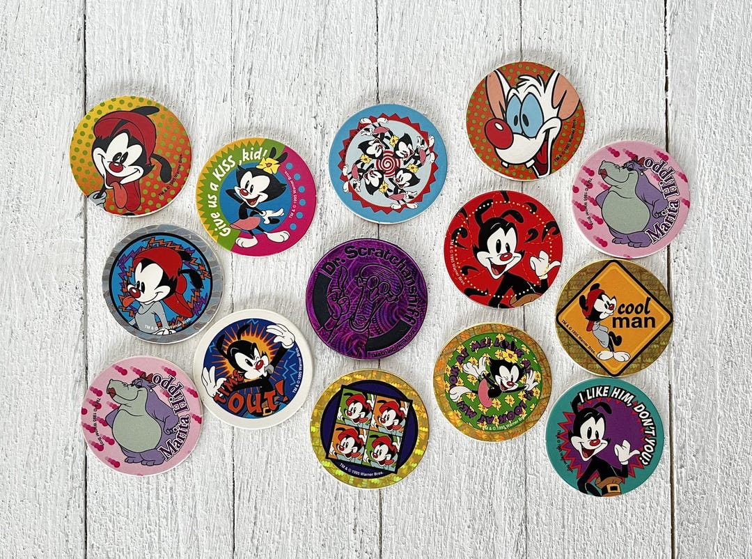 Set of 14 Vintage 1990's Animaniacs POGS, Slammer, Milk Bottle Caps ...