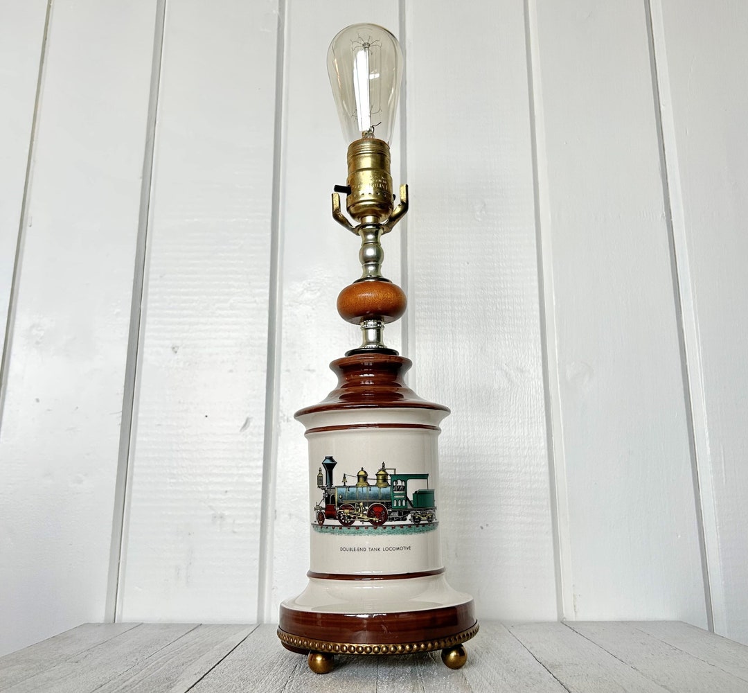 Vintage 1950's Train Table Lamp, Double-end Tank Locomotive, Ceramic ...