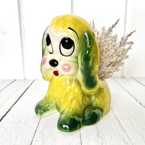 Vintage Mid-century Ceramic Dog, Chartreuse Green & Blush, Indoor ...