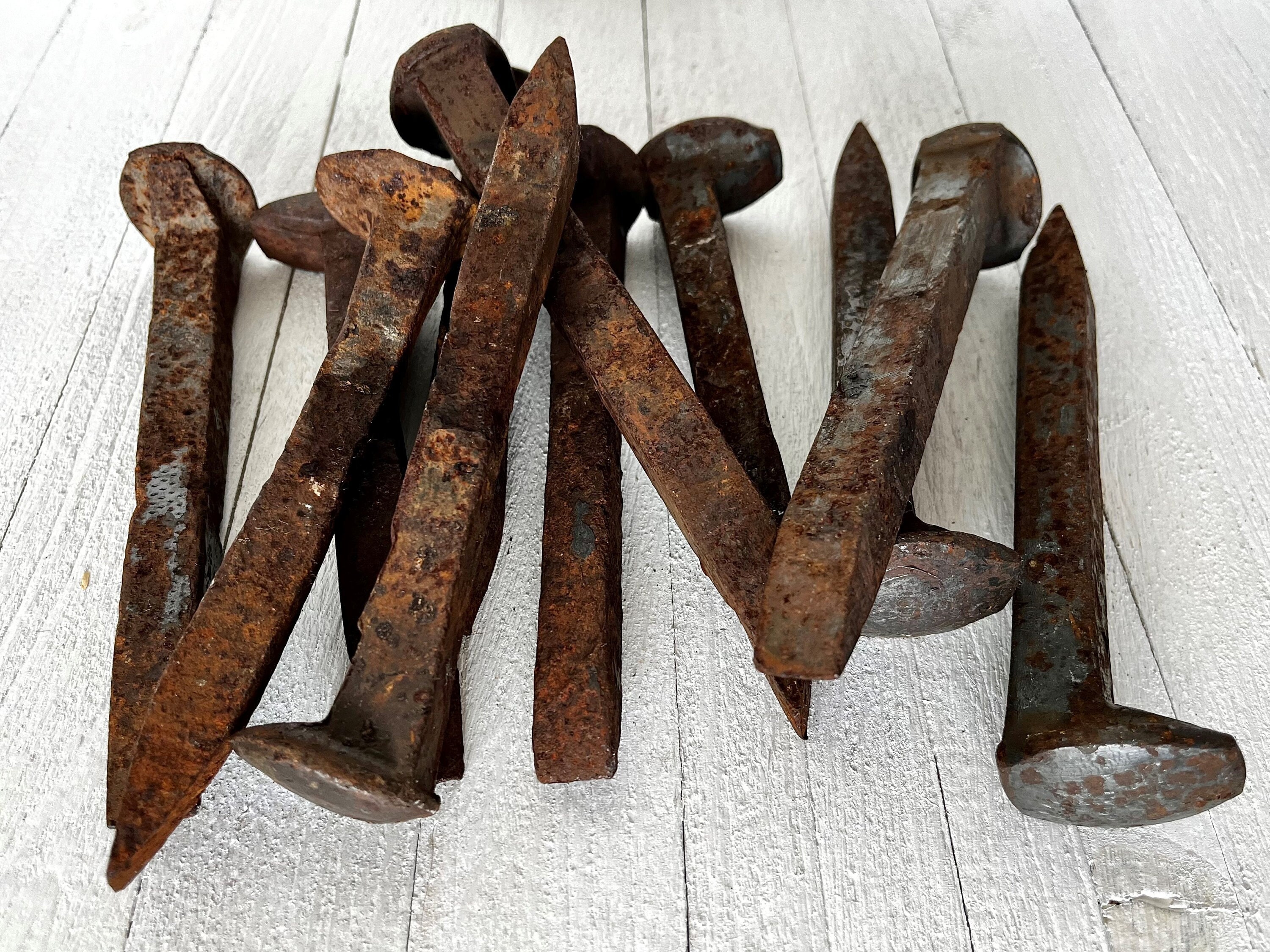 Antique Primitive Rusty Iron Metal Railway Spikes, Canadian Pacific ...