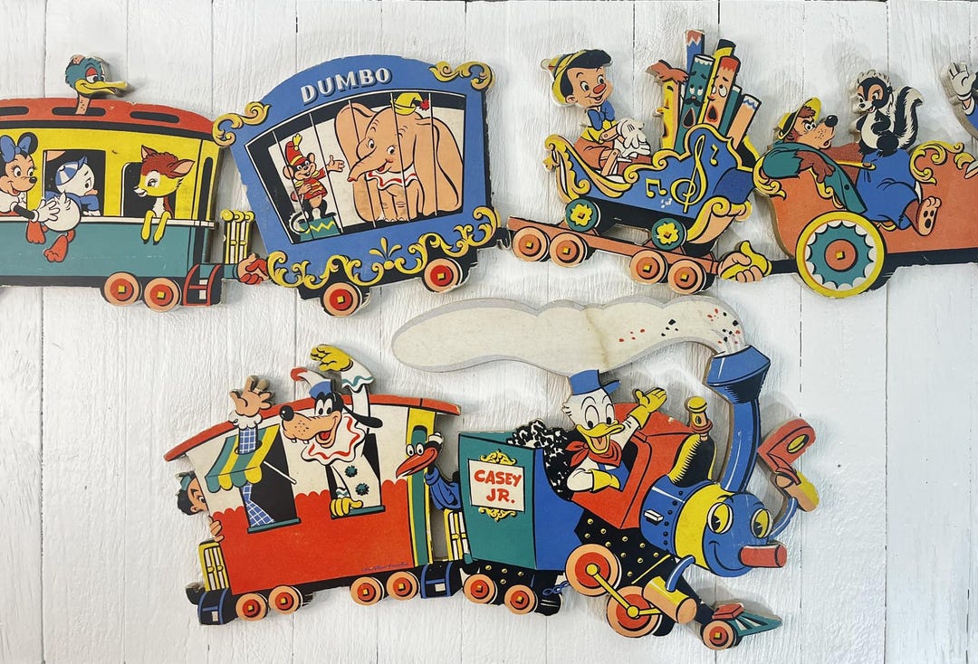Vintage 50's Disney Character Train Wall Decor (3 Pieces) - Etsy