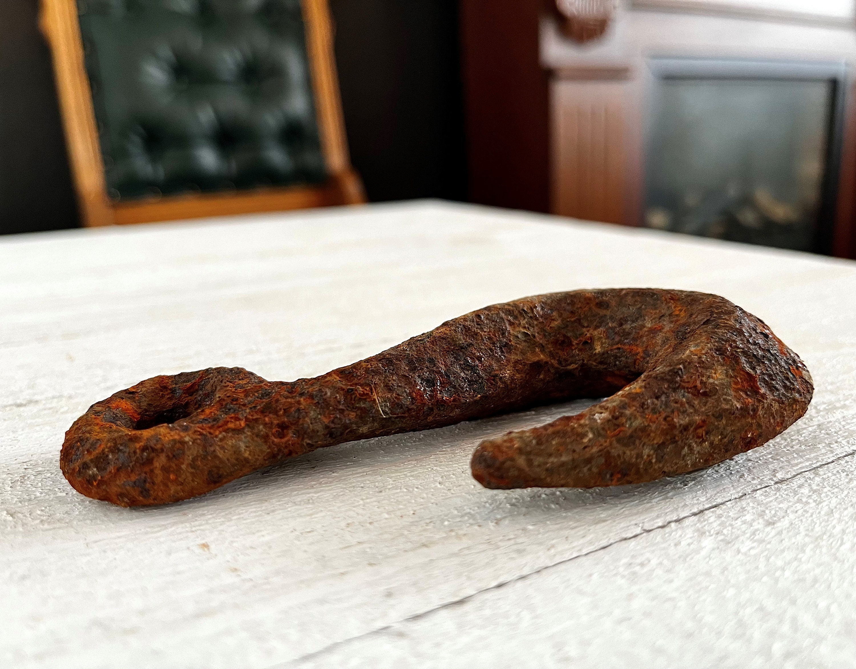 Antique Primitive Rusty Iron Hanging Hook, Rustic Plant Hangers ...