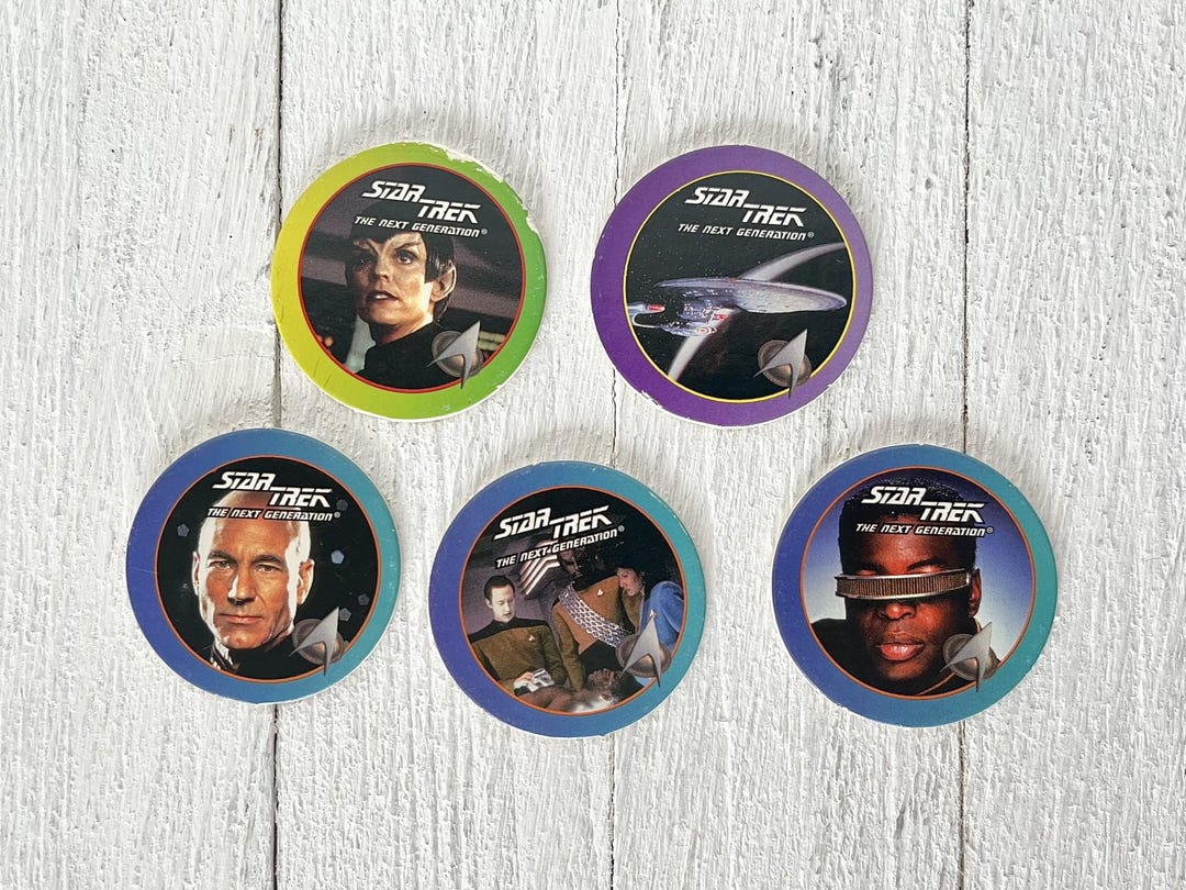 Set of 5 Vintage 1990's Star Trek POGS, the Next Generation, Milk ...