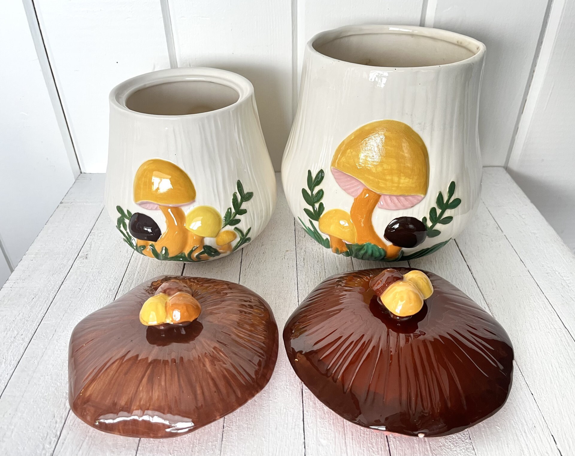 Set of 2 Vintage Mid-century Ceramic Cookie Jars pair, Kitschy ...