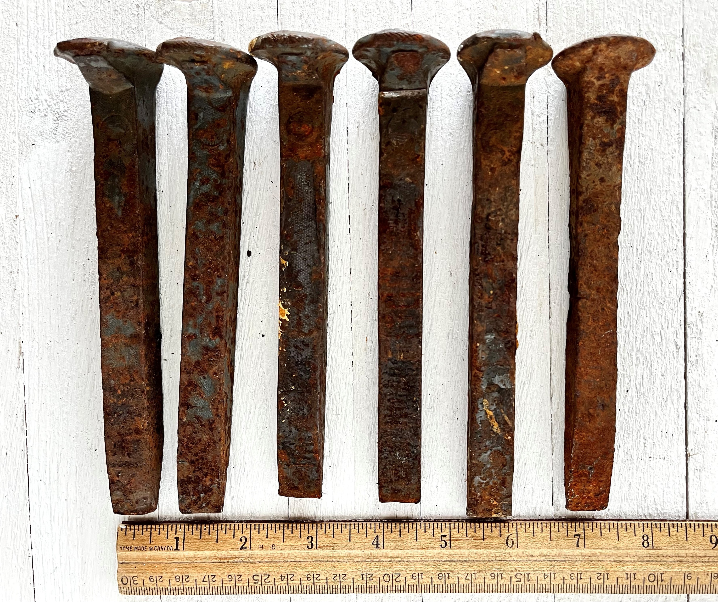 Antique Primitive Rusty Iron Metal Railway Spikes, Canadian Pacific ...