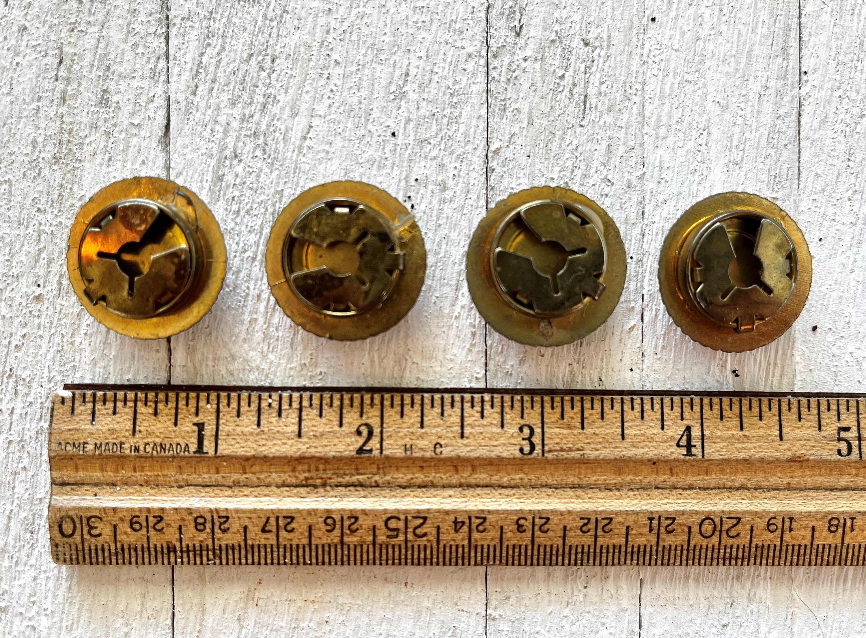 Set of 4 Vintage Mid-century Brass Gold Metal Button Covers, Victorian ...