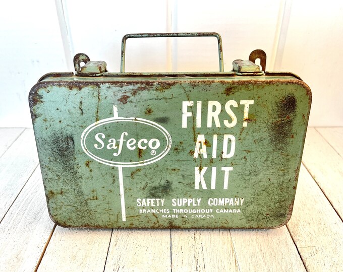Antique Safeco Metal Latching First Aid Kit for Park Ranger, Safety ...