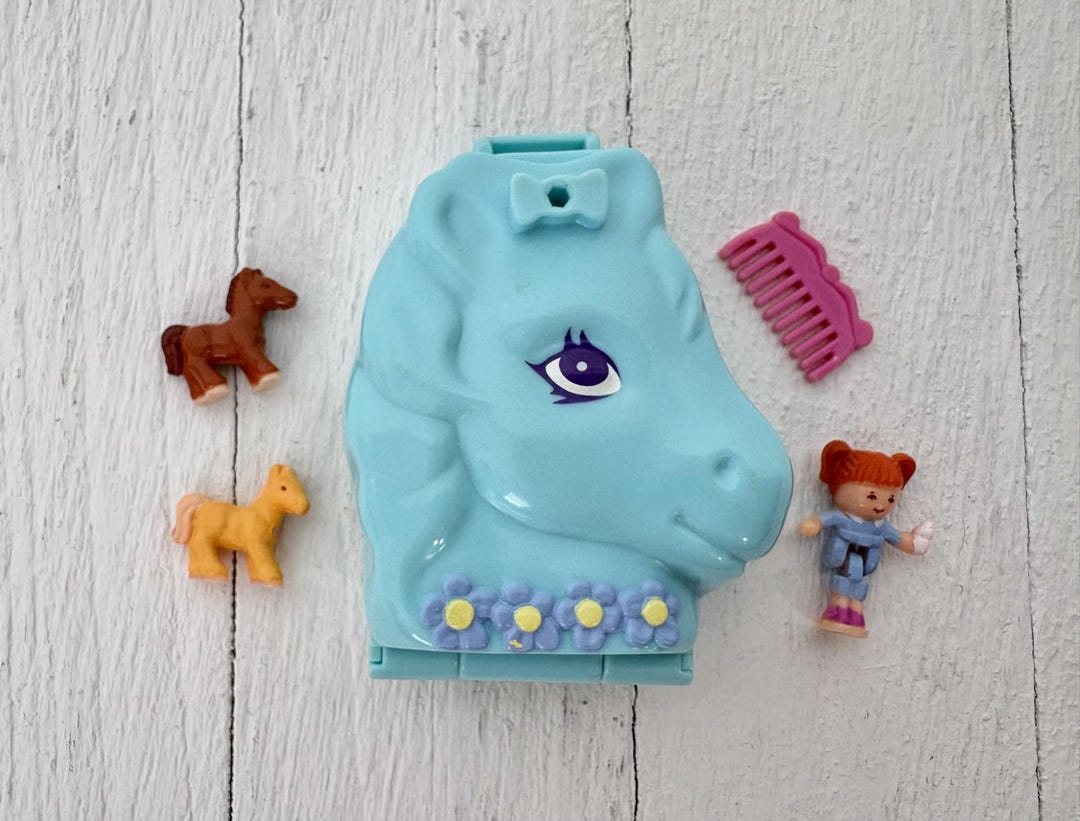 Vintage 1995 Polly Pocket 'pony Sisters' Horse Head Compact by Bluebird ...