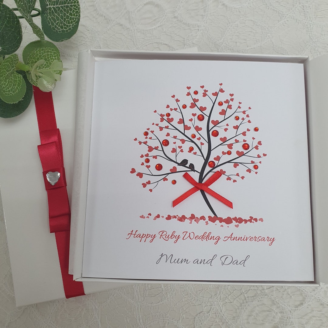 15th 40th Ruby Wedding Anniversary Card Handmade Personalised Parents ...