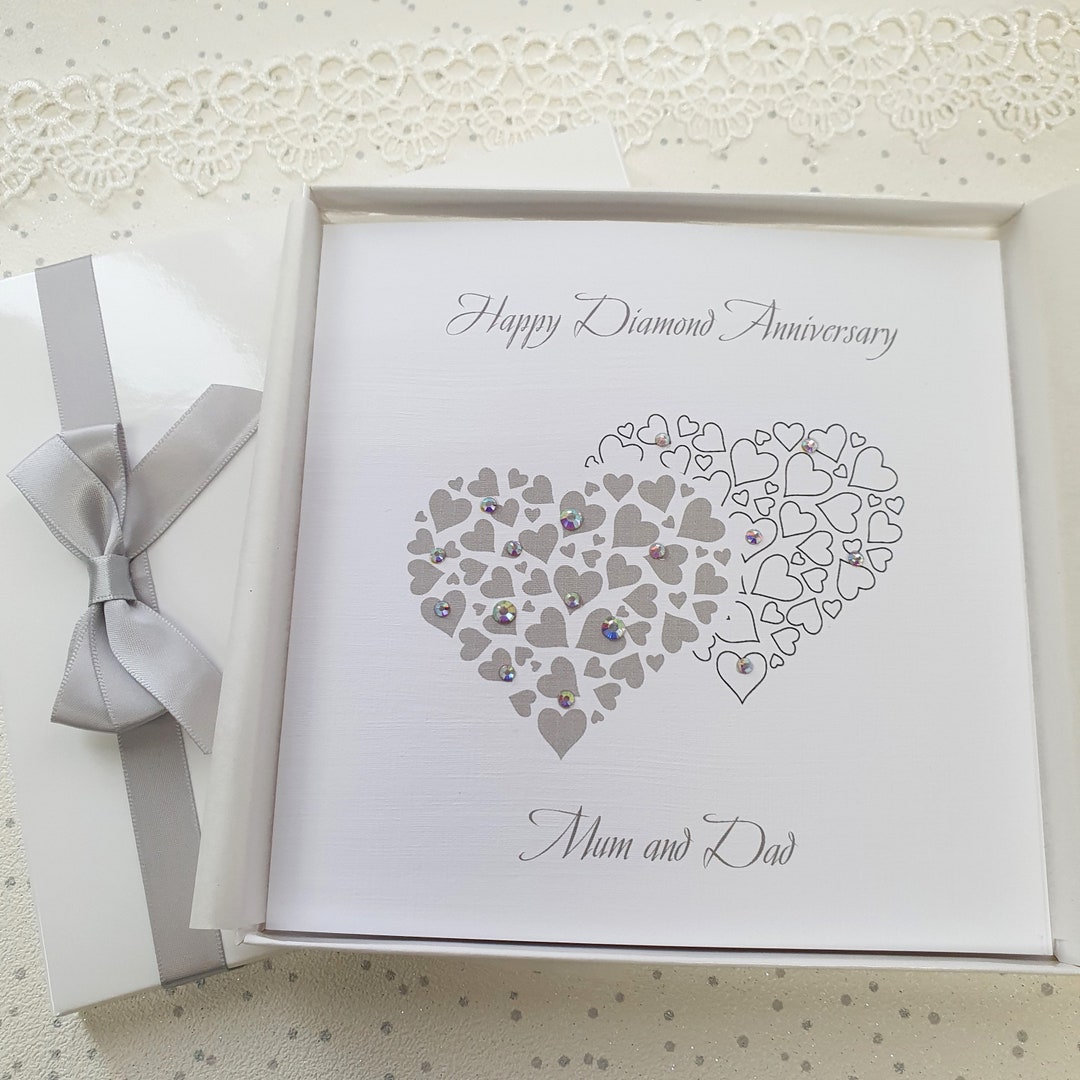 60th Diamond Wedding Anniversary Card Handmade Personalised Parents ...
