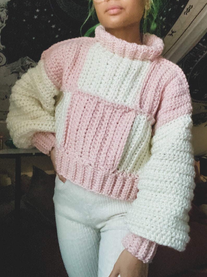 The Sarah Jumper Crochet Written PDF Pattern | Fold-over Mockneck ...