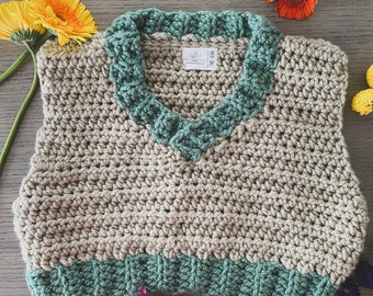 Vintage Crochet Pattern Indian Aztec Sweater Vest Southwestern Tie Top ...