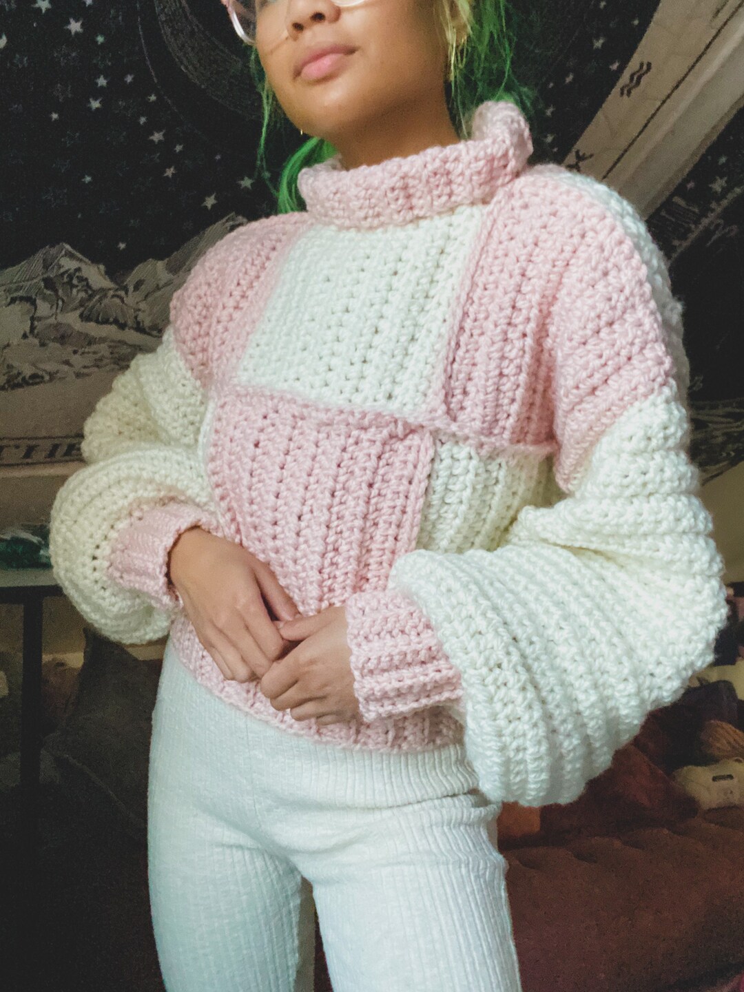 The Sarah Jumper Crochet Written PDF Pattern | Fold-over Mockneck ...